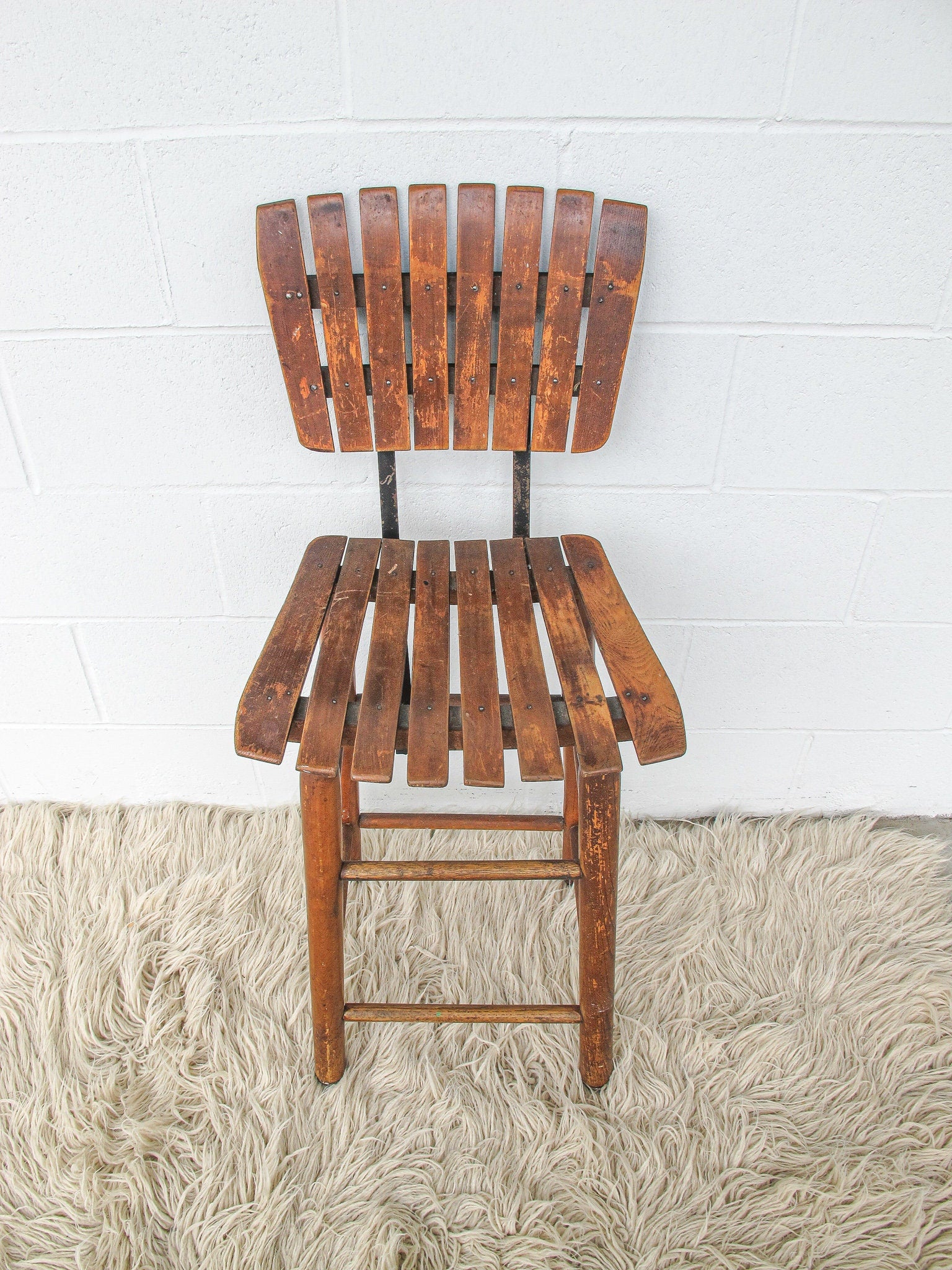 Arthur Umanoff Slatted Wood Barstool Chair Portland Revibe