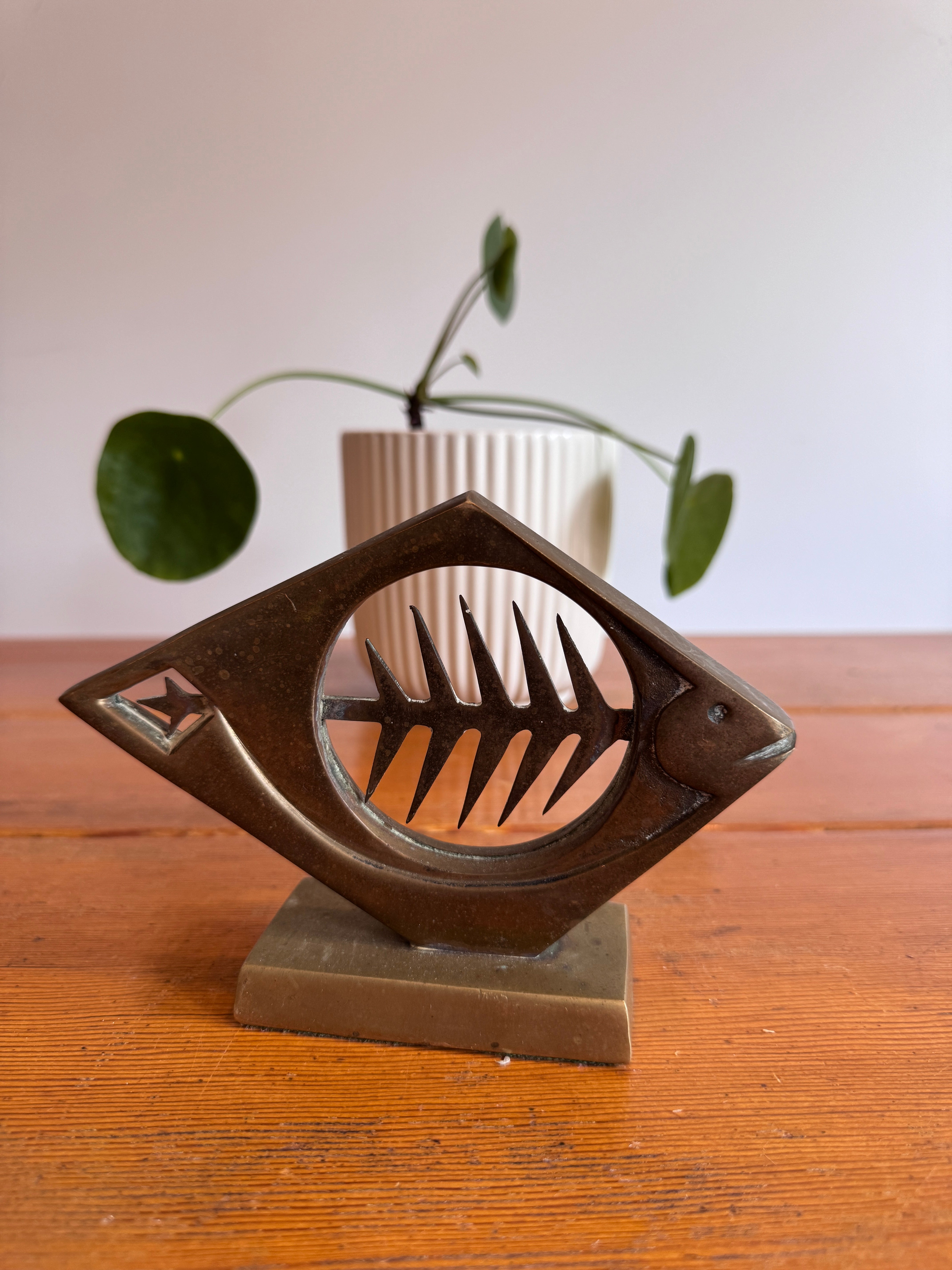 Dolbi Metal Fish Bone Metal Sculpture 1980 Figure Statue Vintage ...