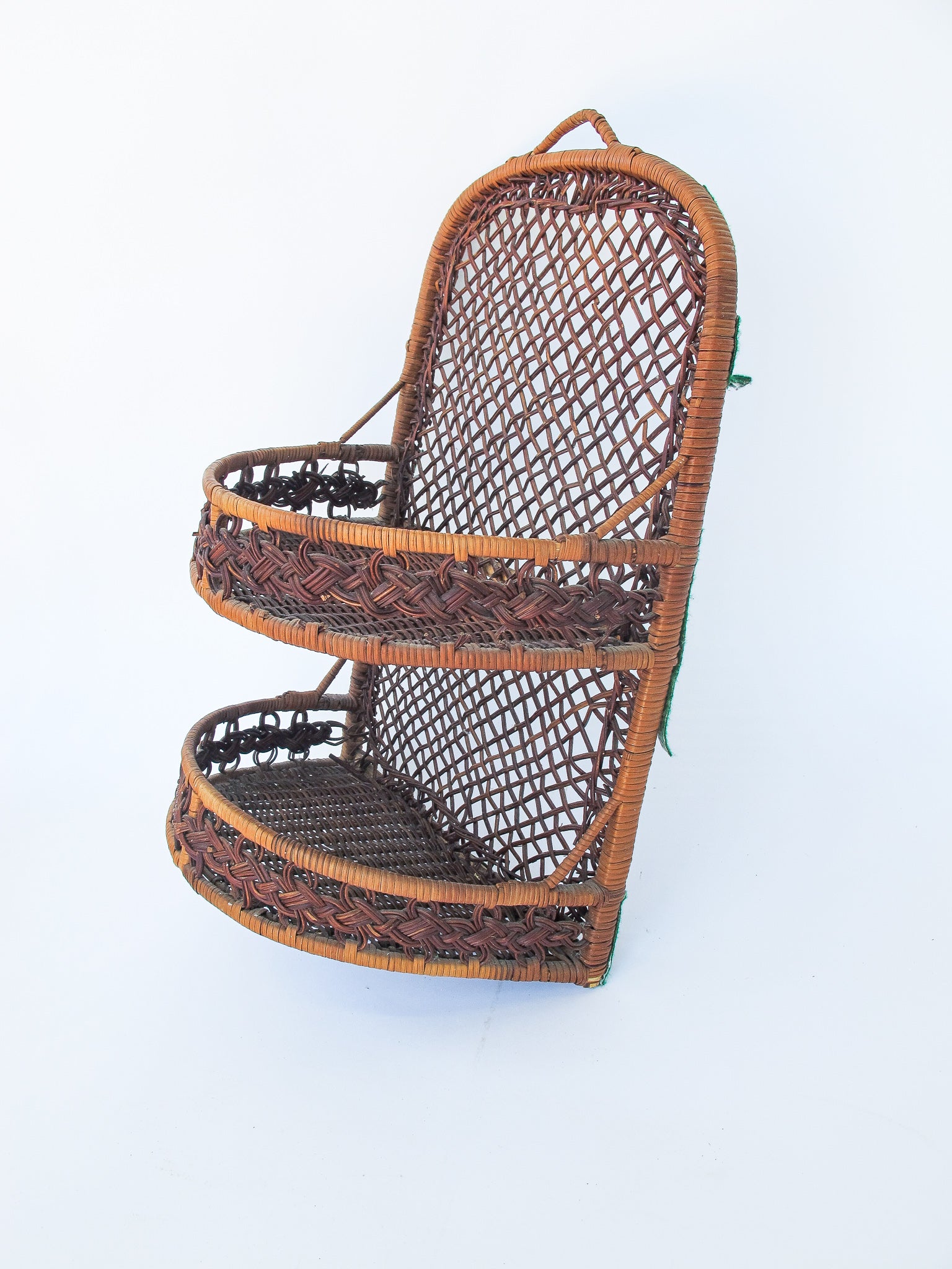 Two Tier Dark Stain Rattan Wicker Wall Basket Shelf – Portland Revibe