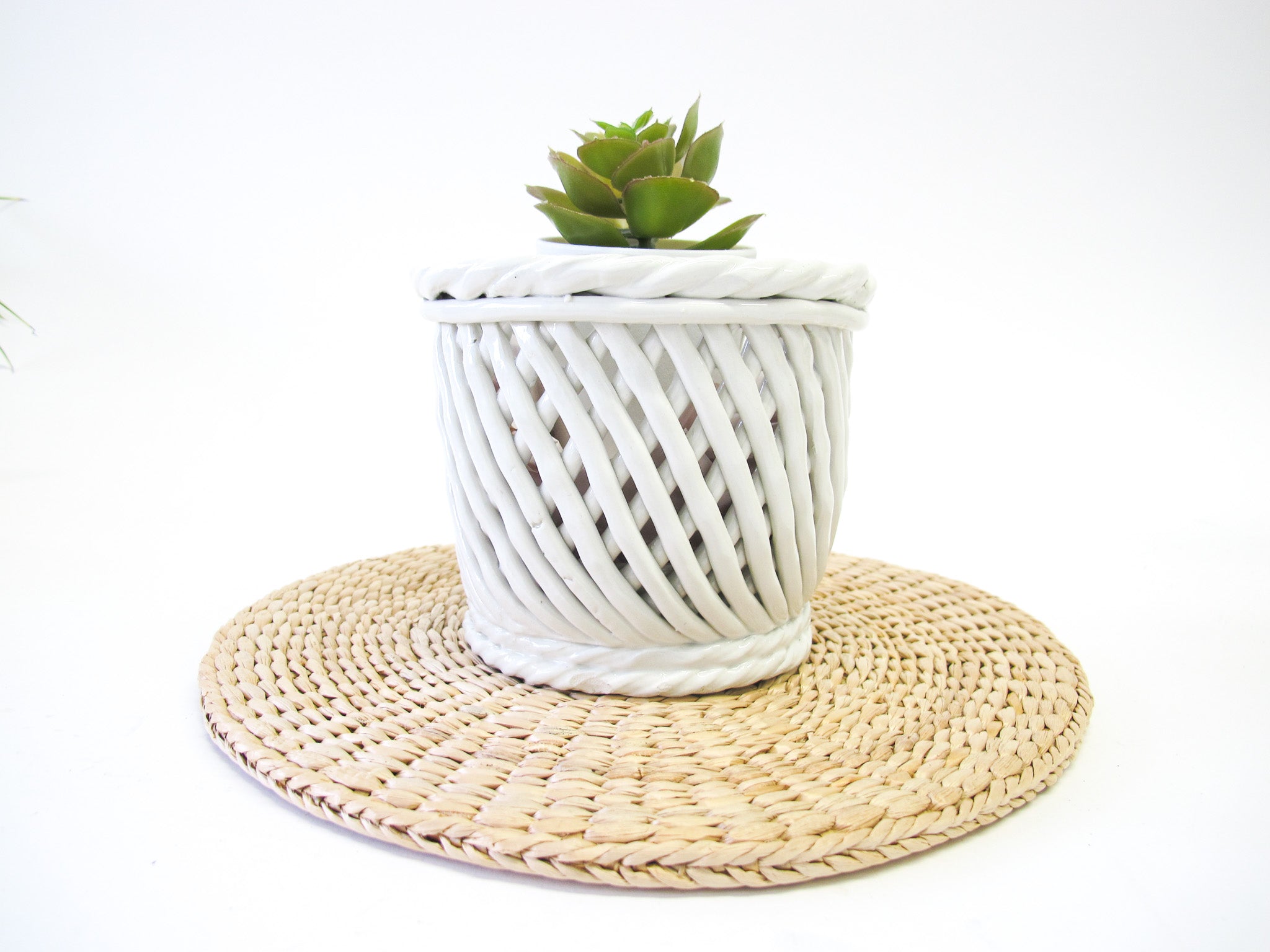 Small Woven White Pottery Ceramic Basket - Made in Italy – Portland Revibe