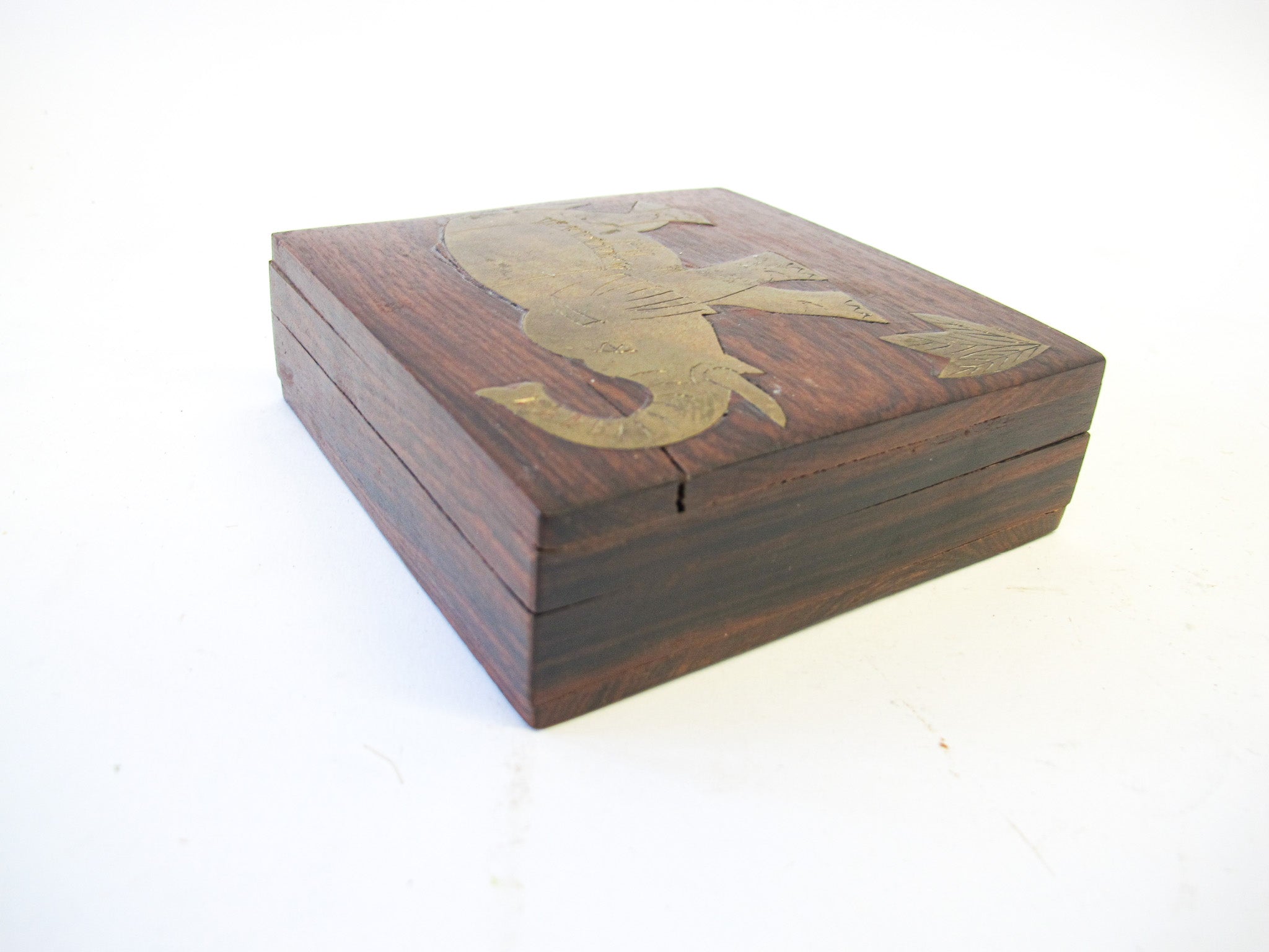 Teak Box with Brass Elephant Inlay – Portland Revibe