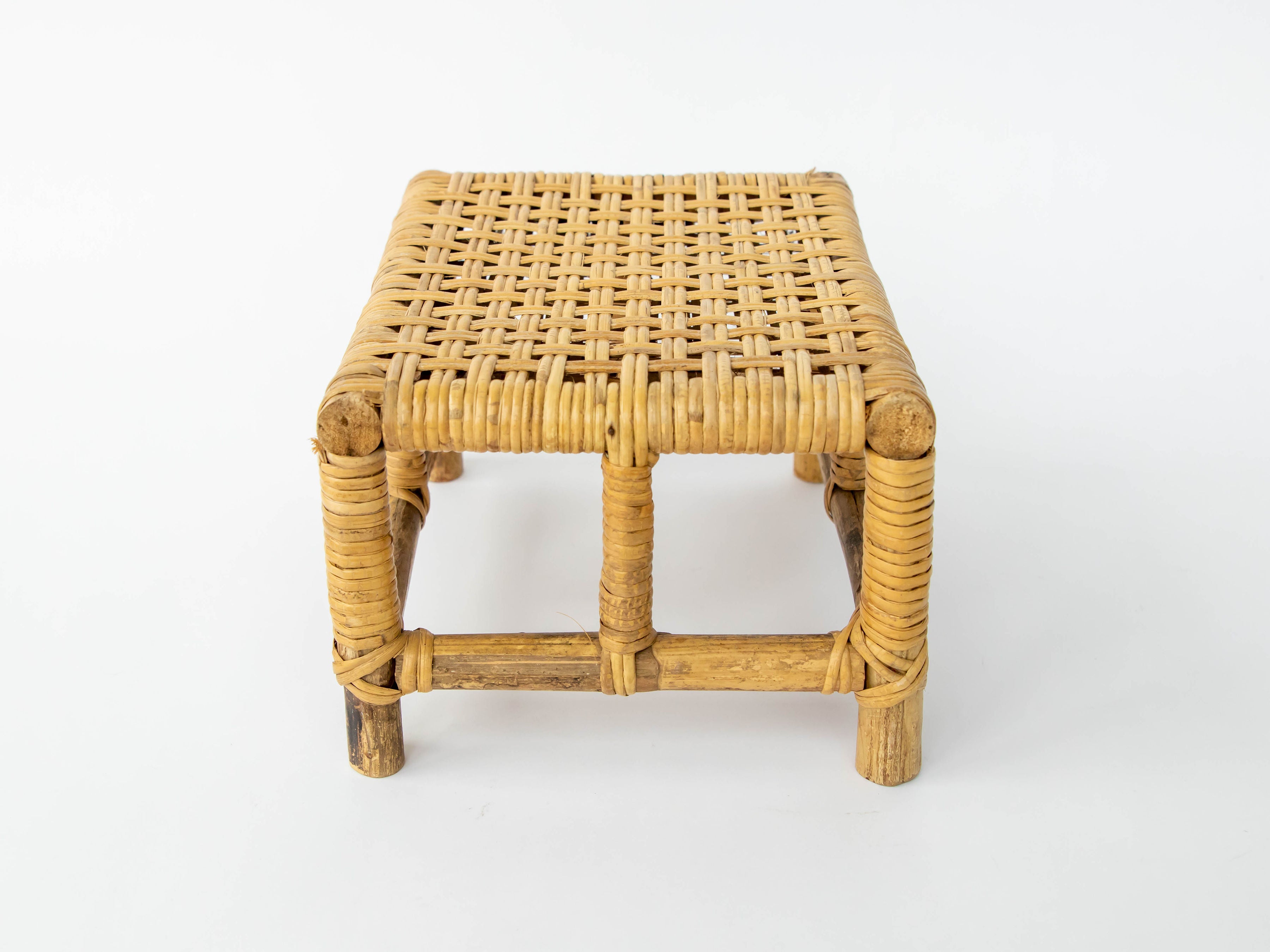 Small Woven Wicker Foot Stool from Taiwan – Portland Revibe